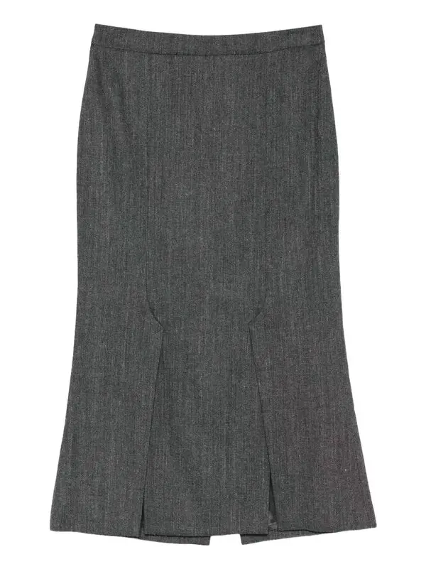 Seventy Flared Midi Skirt With Split Detail - Grey