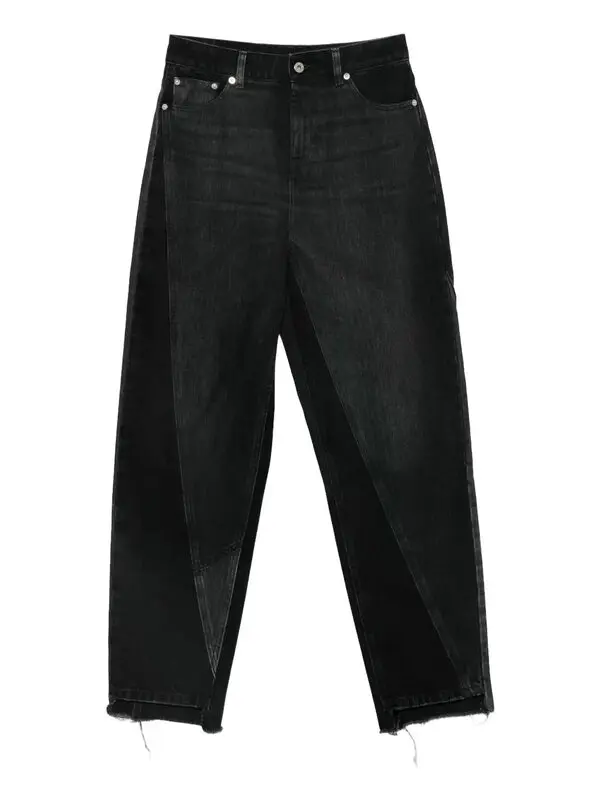 HALFBOY Paneled Jeans With Frayed Hem - Black