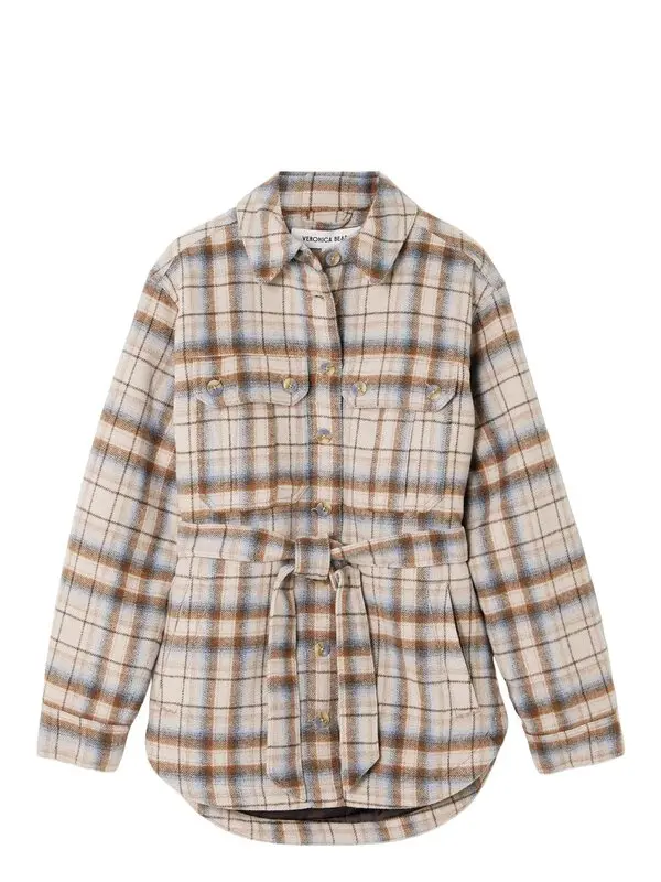 Veronica Beard Mikaela Belted Checked Flannel Jacket - Multi