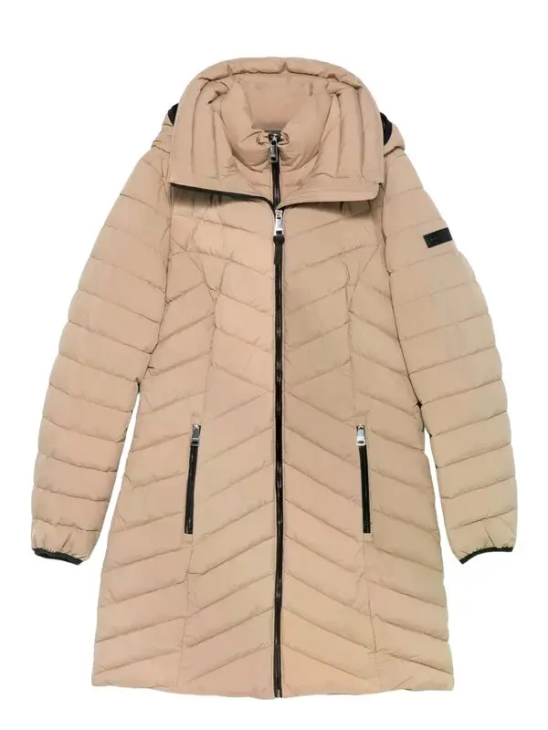 Dkny Quilted Hooded Parka - Brown