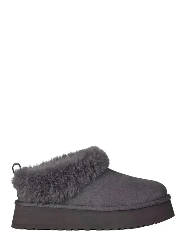 UGG Tazzelle Suede Boots With Fur Trim And Platform Sole - Grey