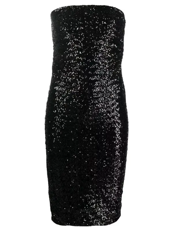 P.a.r.o.s.h Sequined Off-shoulder Knee-length Dress - Black