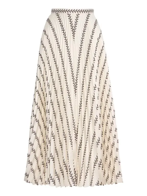 Gabriela Hearst Silk Plissé Midi Skirt With Riding Boot Print - Stripe