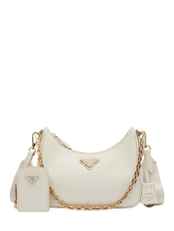 Prada Re-edition 2005 Leather Shoulder Bag - White