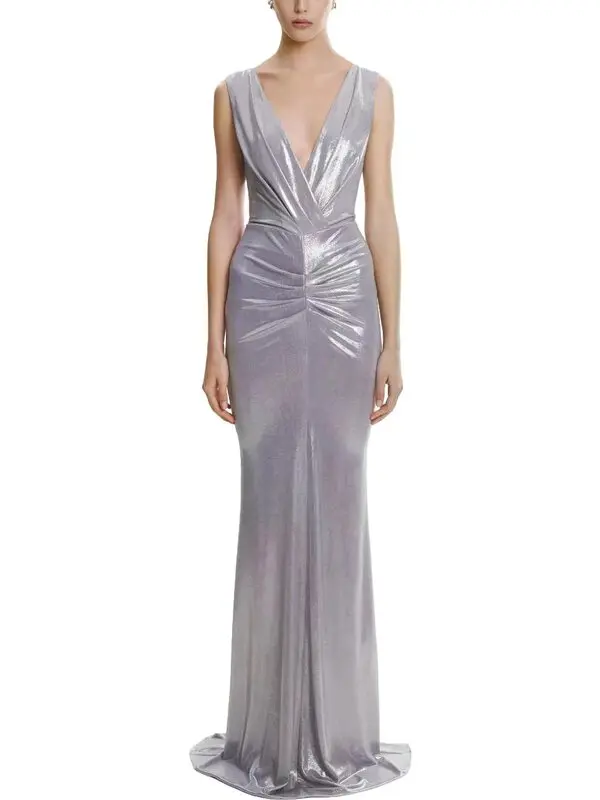 LITA COUTURE V-neck Maxi Dress - Silver