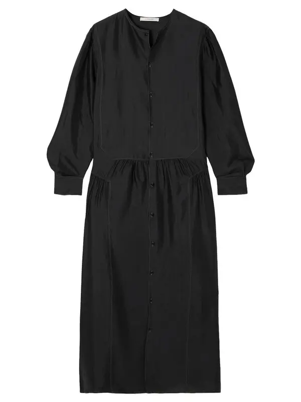 LEMAIRE Silk-satin Maxi Shirt Dress - Black