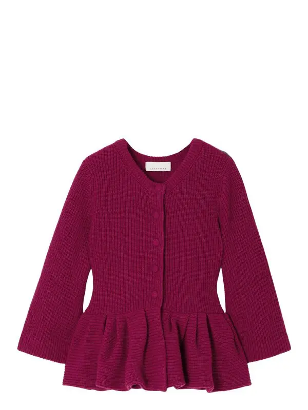 LIBEROWE Cashmere Peplum Cardigan - Red