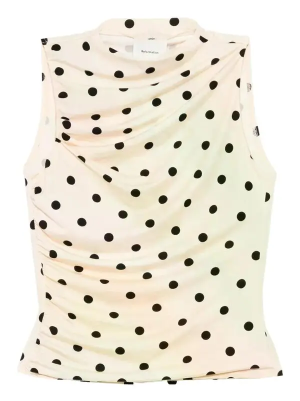 REFORMATION Marlo Knit Top Polka Dot - Neutrals