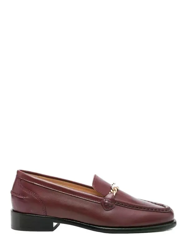 Maison Kitsuné Profile Fox Loafers With Gold-tone Chain Detail - Red