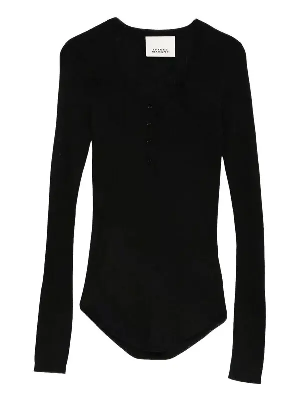 Isabel Marant Étoile Button-fastening Ribbed Knit Top - Black