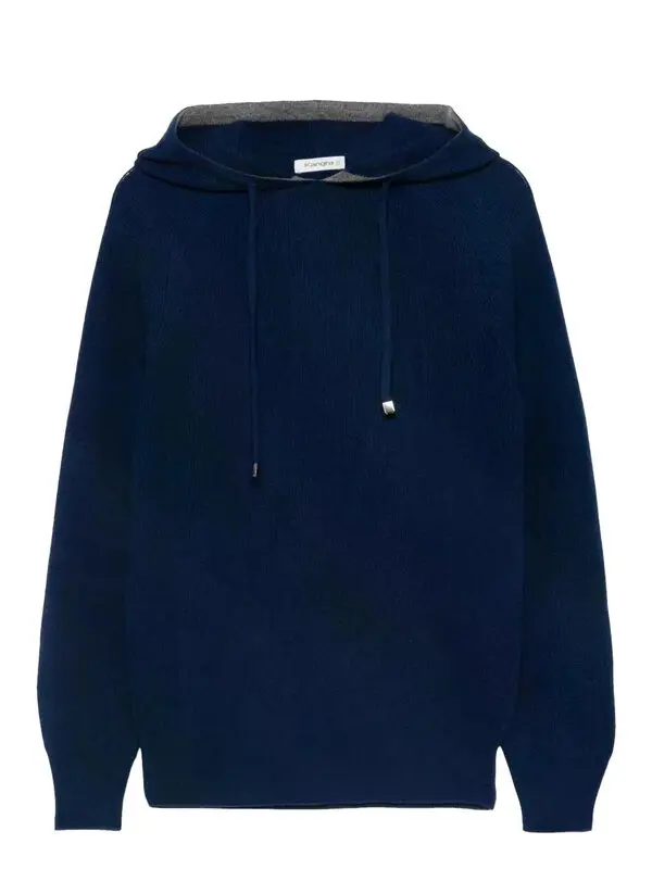 KANGRA Fine-knit Hoodie - Blue