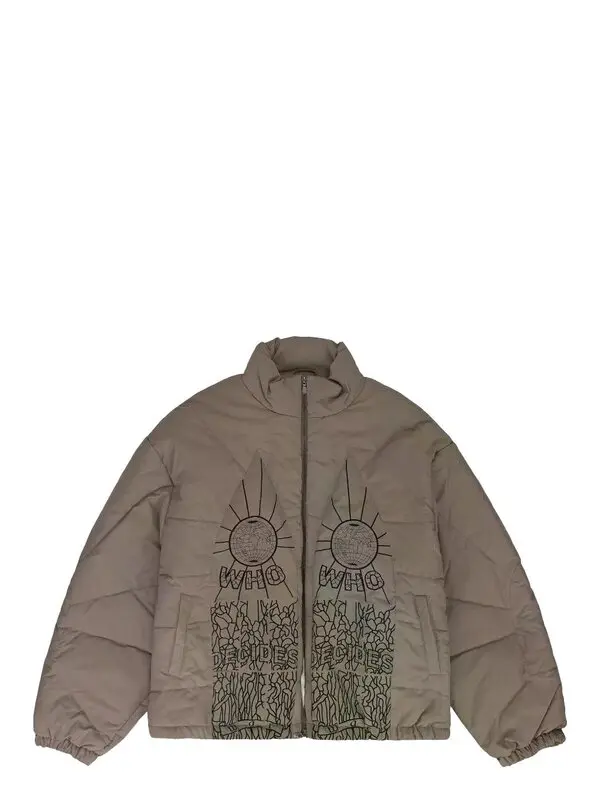 WHO DECIDES WAR Embroidered Padded Jacket - Brown