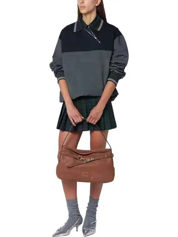 Miu Miu Colourblock Zip Sweatshirt - Grey