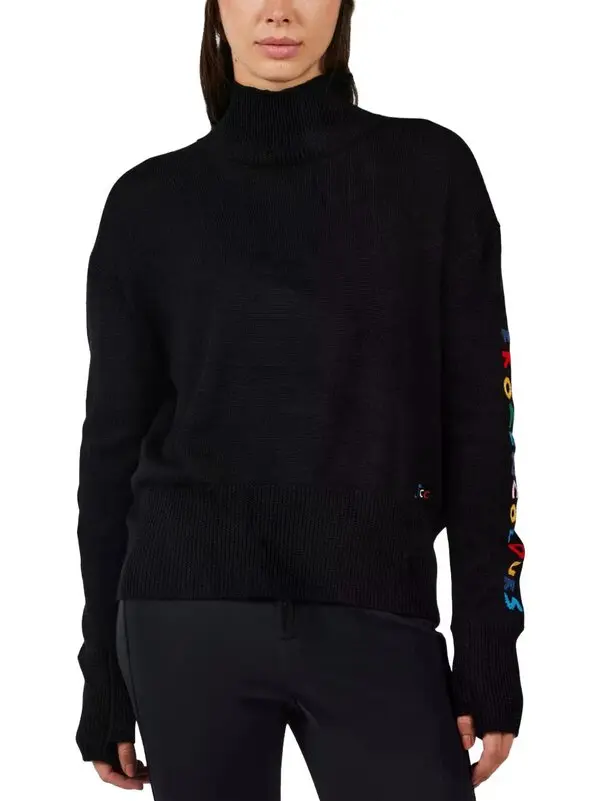 Rossignol Embroidered High Neck Sweater - Black