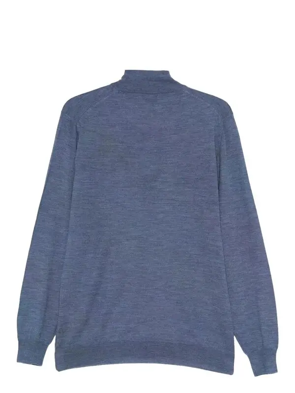 Fedeli Half-zip Fine Knit Long Sleeve Top - Blue