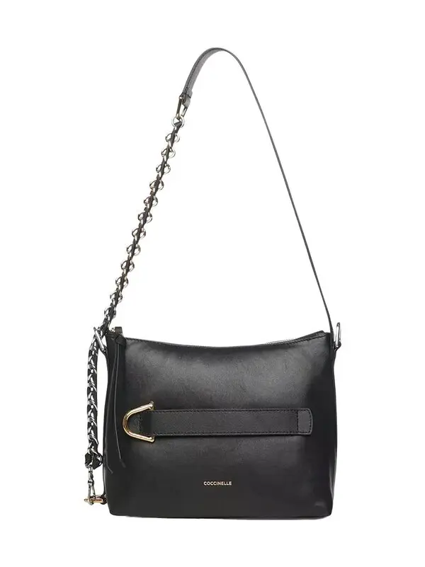 COCCINELLE Leather Chain Shoulder Bag - Black