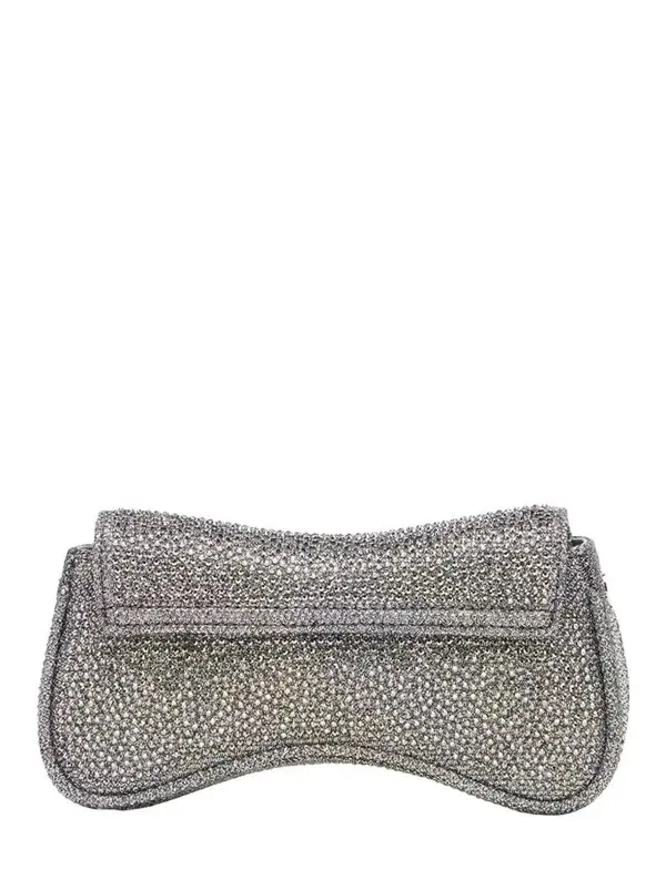 DIESEL® Crystal-embellished Logo Plaque Clutch Bag - Silver