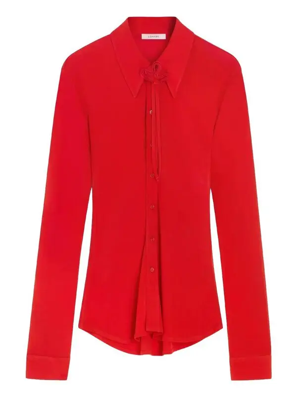 LEMAIRE Lipstick Long Sleeve Shirt With Flower Detail - Red