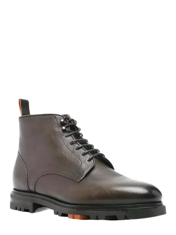 Santoni Lace-up Leather Boots - Brown