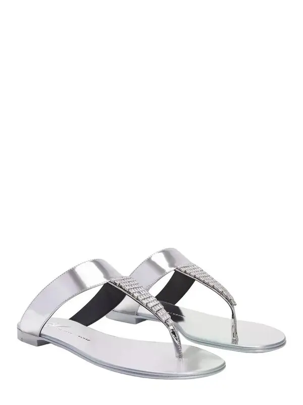GIUSEPPE ZANOTTI Cleta Crystal Embellished Leather Sandals - Silver