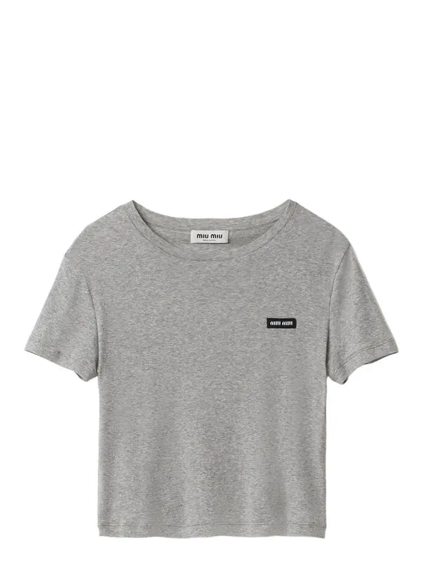Miu Miu Ribbed Jersey T-shirt - Grey