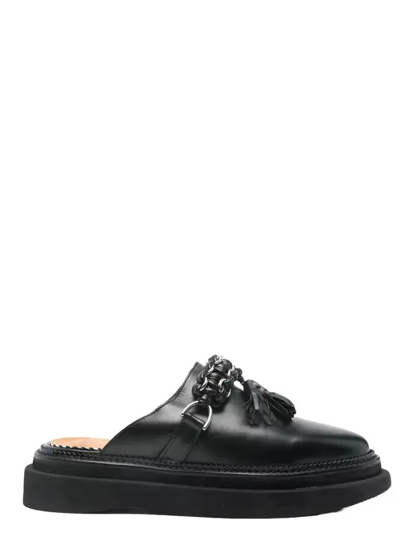 TOGA VIRILIS Leather Mules With Chain Detail - Black