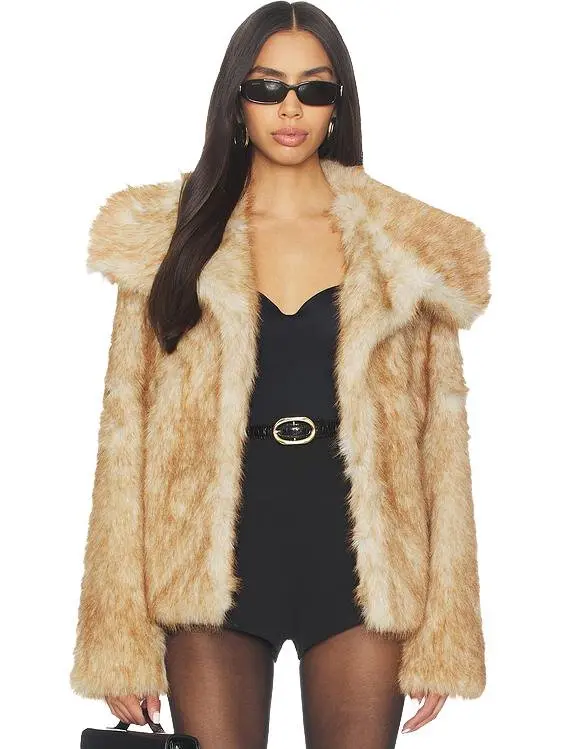 LOVERS AND FRIENDS Elsa Faux Fur Jacket - Brown