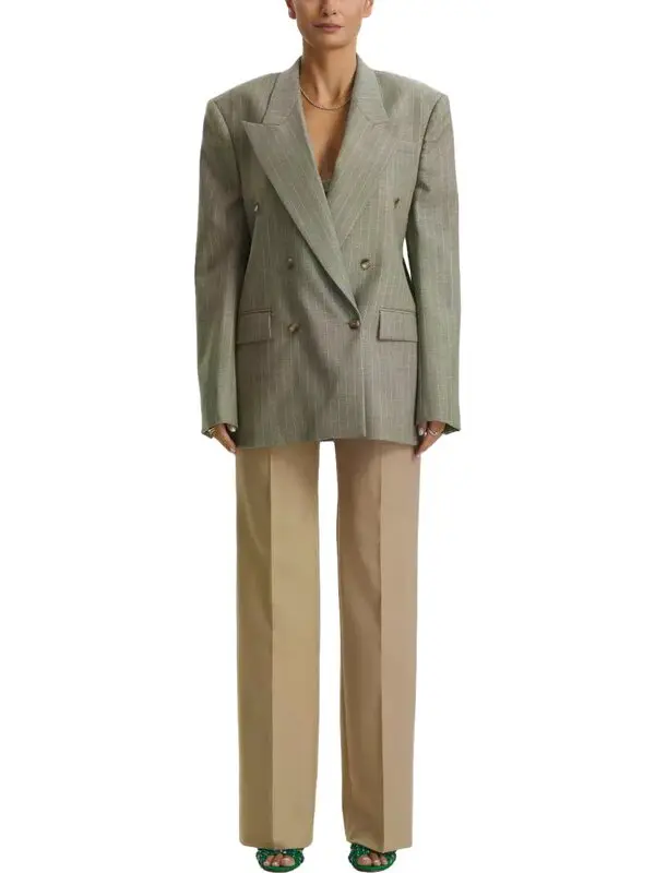 CUANNA Pinstripe Double-breasted Blazer - Grey