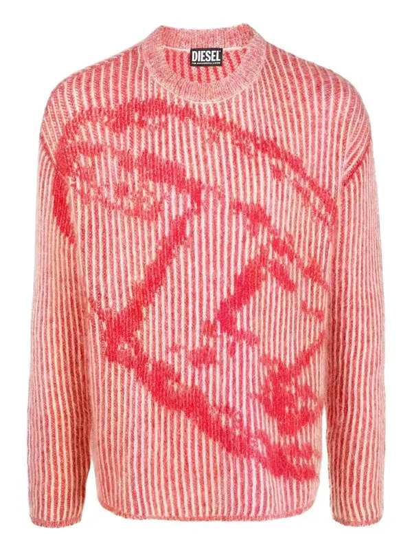 DIESEL® Abstract Knit Ribbed Jumper - Red