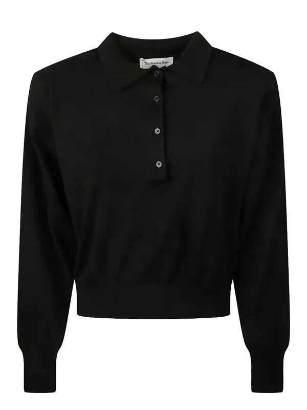THE FRANKIE SHOP Knit Polo Shirt - Black