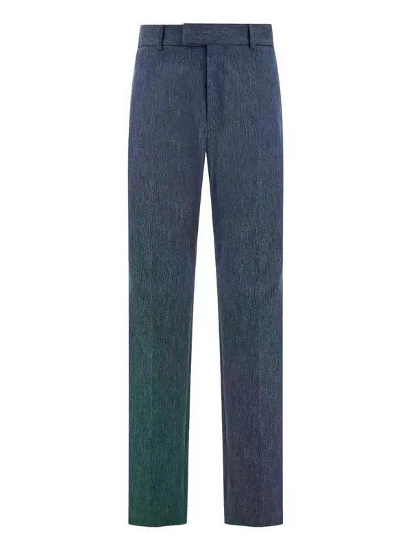 FERRAGAMO Asymmetric Tailored Stretch Cotton Trousers - Blue