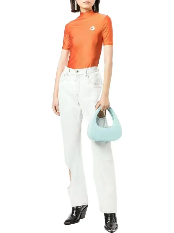 Coperni Mock Neck Logo Print T-shirt - Orange