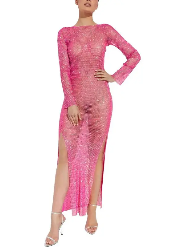 SANTA BRANDS Embellished Mesh Maxi Dress - Pink