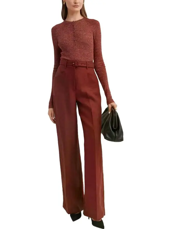 Gabriela Hearst Ribbed Knit Henley T-shirt - Red