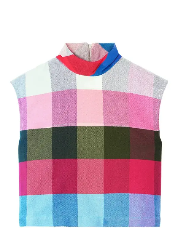 MARRAKSHI LIFE Checked Cotton-blend Turtleneck Top - Multi
