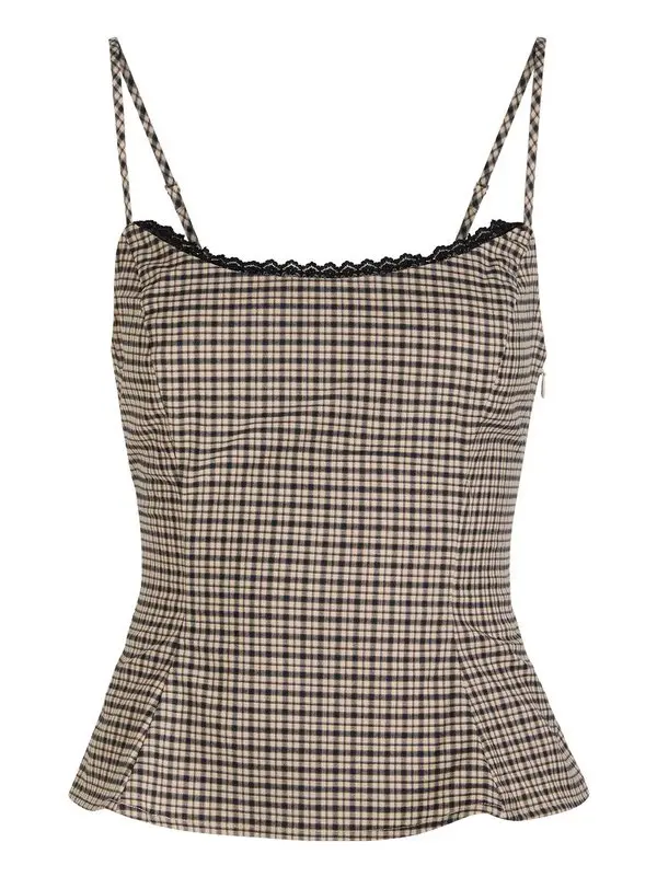 REFORMATION Genevieve Plaid Woven Top - Multicoloured