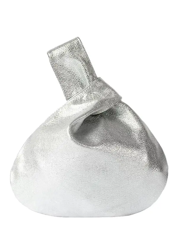 MARY SMALLWOOD Knotted Leather Clutch - Silver
