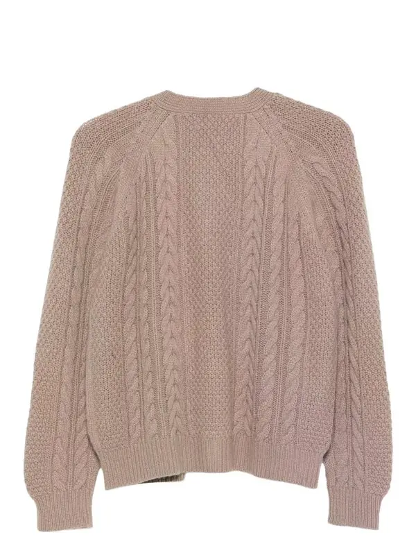 LISKA Cable Knit Cardigan With Balloon Sleeves - Neutrals