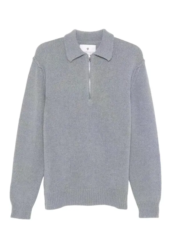 SEVEN GAUGE Zip-up Polo Collar Sweater - Grey