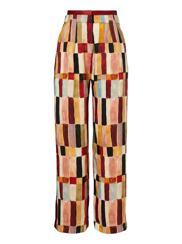 ALEMAIS X Lrnce Marjorelle Printed Linen And Silk Palazzo Pants - Multicoloured