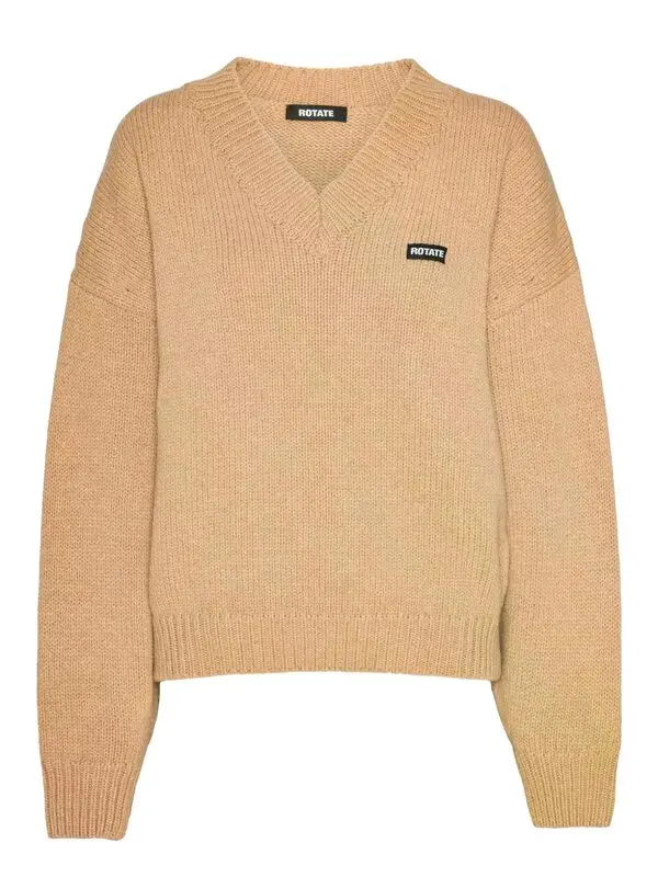 ROTATE BY BIRGER CHRISTENSEN V-neck Wool Sweater - Brown