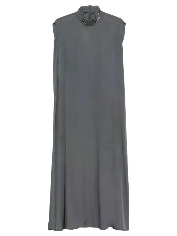 Fabiana Filippi Embellished High-neck Sleeveless Maxi Dress - Grey