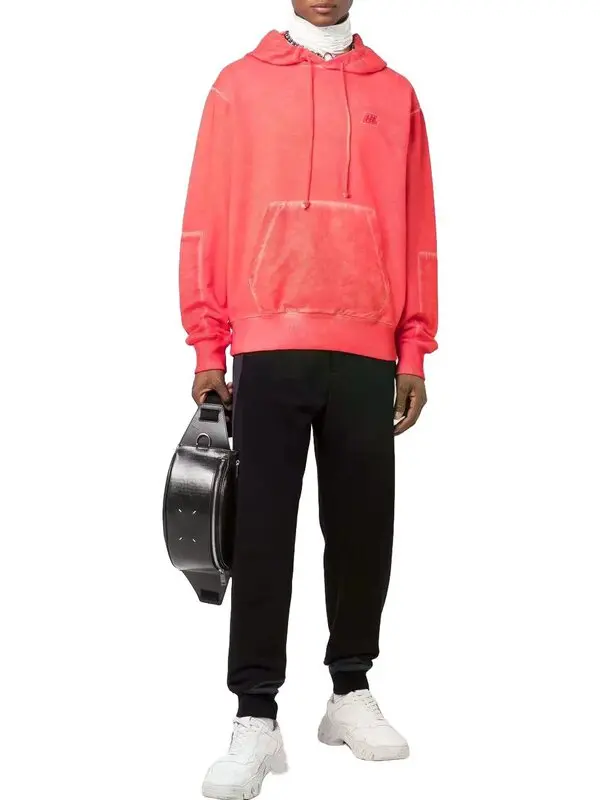 Helmut Lang Embroidered Logo Cotton Hoodie - Red