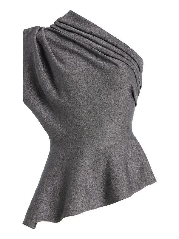 Khaite Metallic Knit One-shoulder Gathered Top - Silver