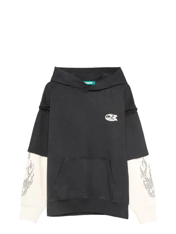 BARROW Layered Logo Detail Hoodie - Grey