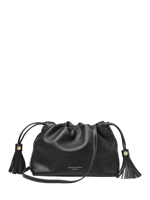 ASPINAL OF LONDON Soho East West Cross-body Pouch In Milled Pebble Leather - Black