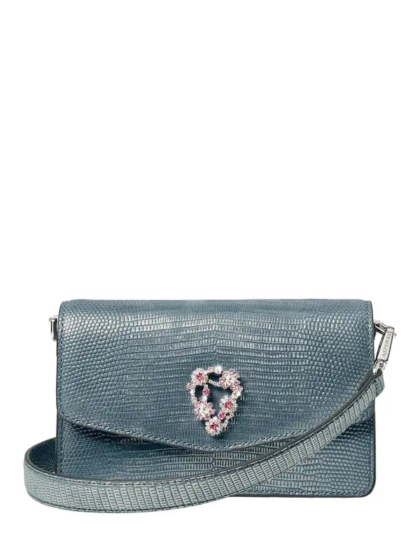 ASPINAL OF LONDON Snakeskin-embossed Eliza Clutch Bag - Blue