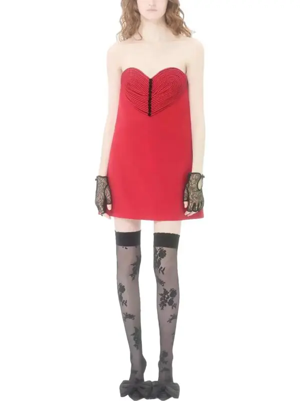 Valentino Garavani Embroidered Heart Mini Dress - Red