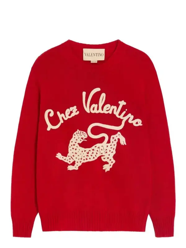 Valentino Garavani Embroidered Wool Jumper - Red