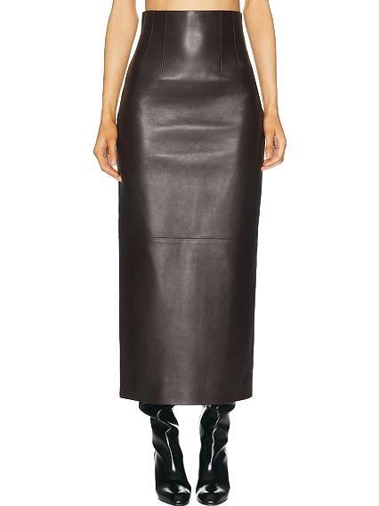 Khaite Loxley Leather Maxi Skirt - Mud